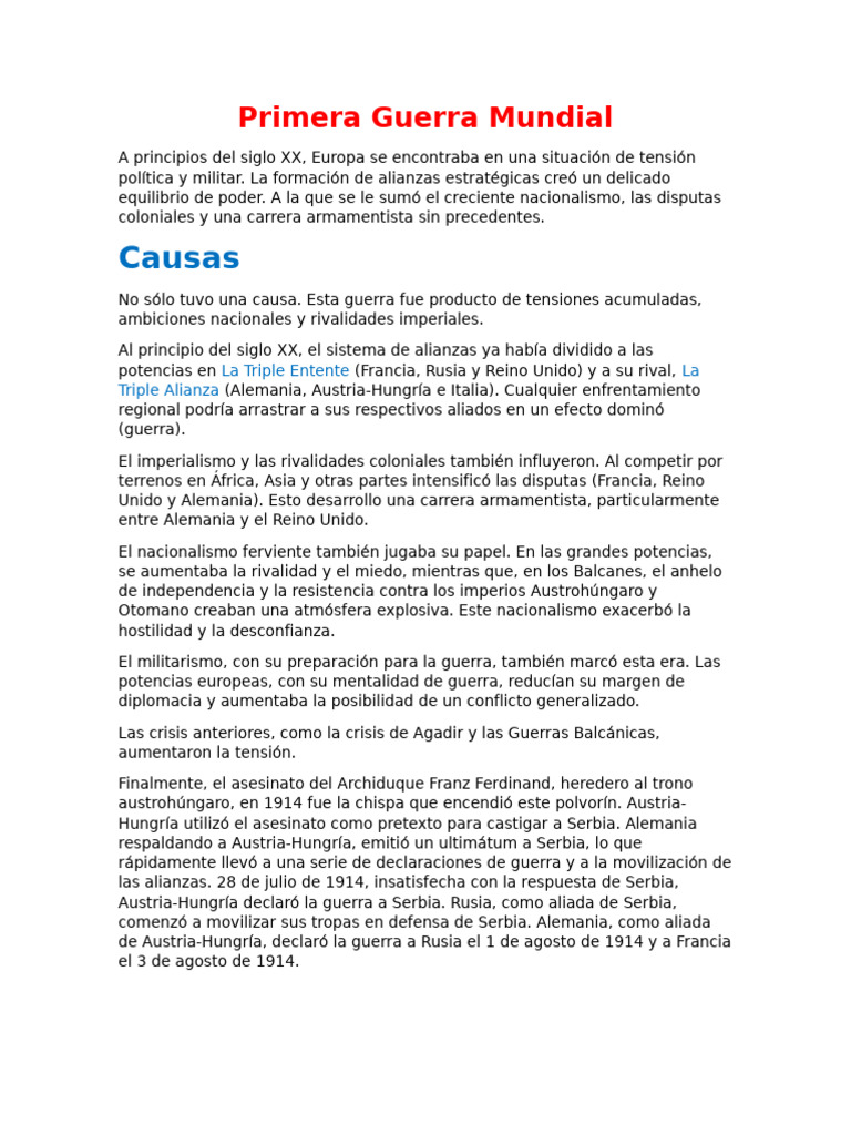 Causas y Participantes de la WWI | PDF | Austria Hungría | imperio Alemán
