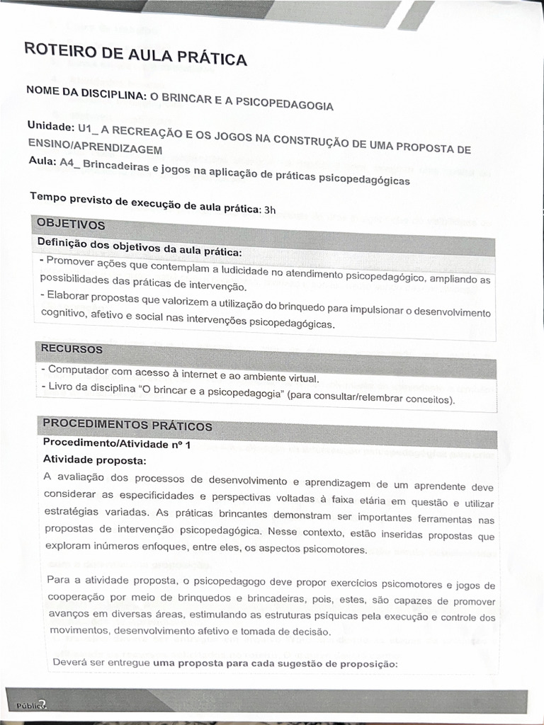 Roteiro De Aula Prática Pdf