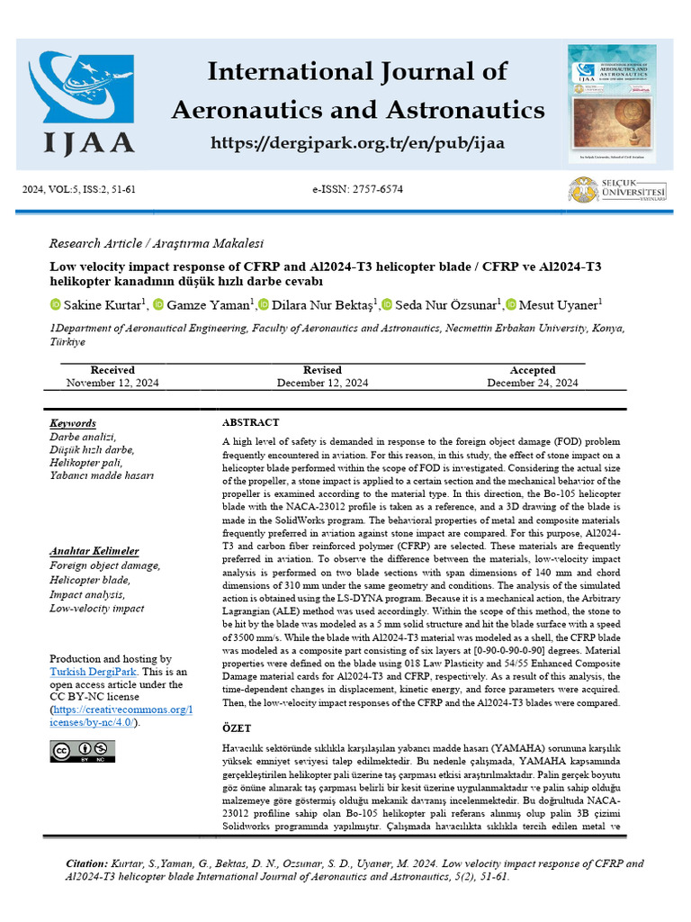 Low Velocity Impact Response of CFRP and Al2024-T3 | PDF
