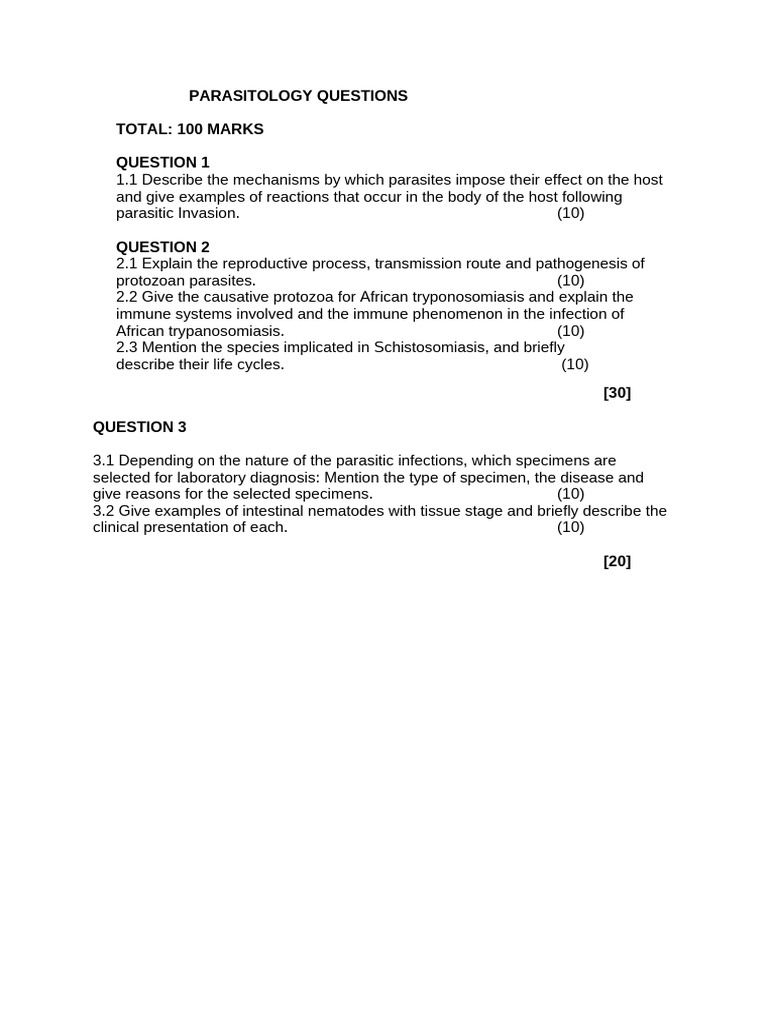 PARASITOLOGY questions 2016 | PDF | Parasitism | Parasitology