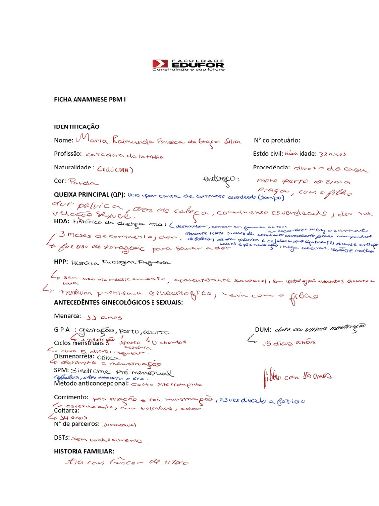 Ficha de Anamnese GINECO | PDF