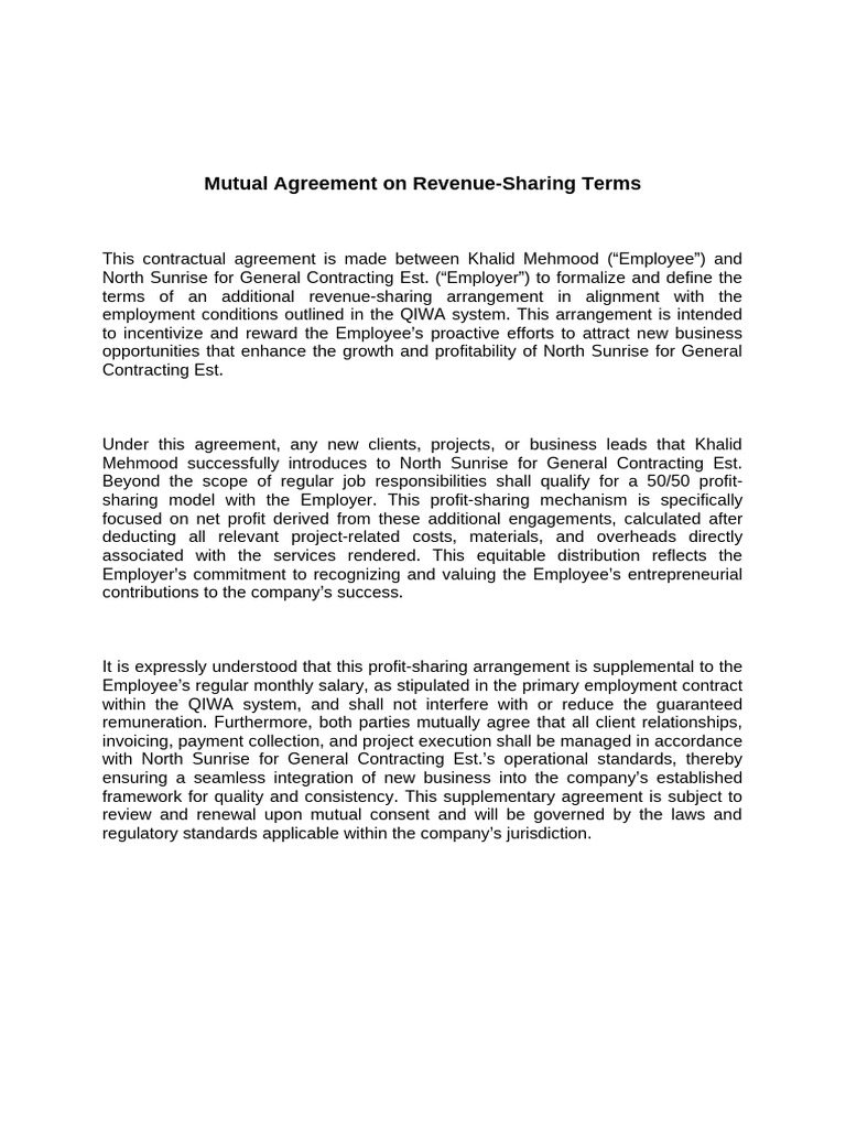 Abbasi Agreement | PDF