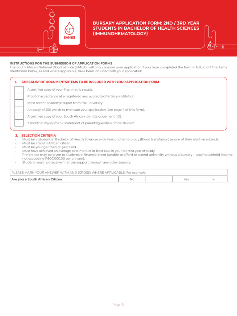 Health Sciences Bursary Form | PDF