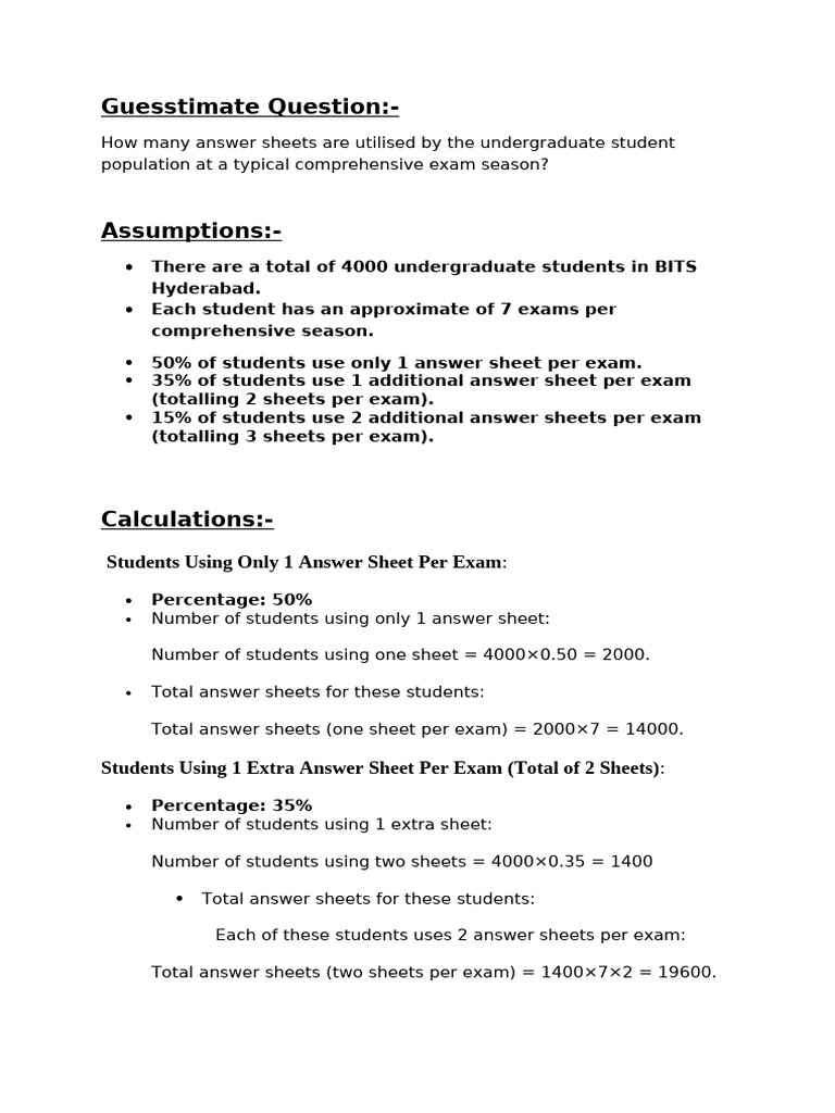 Guesstimate Question | PDF