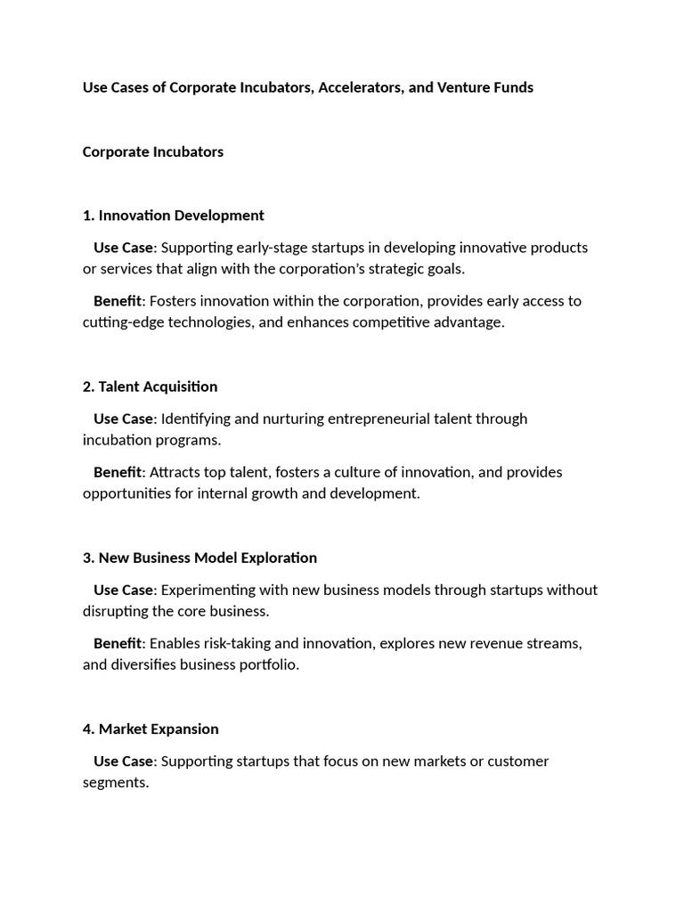Corporate Incubators & Accelerators Use Cases | PDF | Startup Company ...