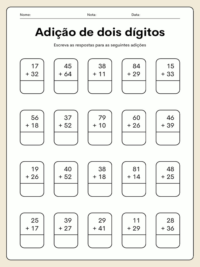 ATIVIDADE - ADIÇÃO COM DOIS DIGITOS | PDF