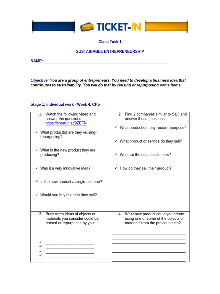 L6 Ticket-In - Class Task 1 2025-1 | PDF | Business Process | Strategic Management
