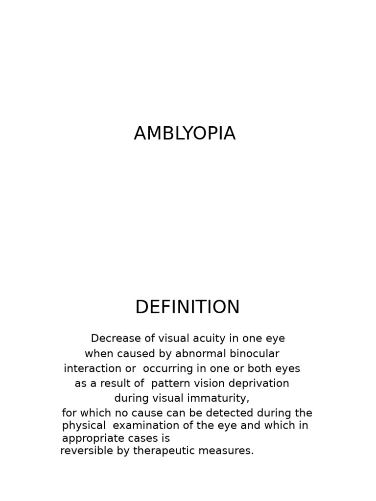 Lec 16- Amblyopia (1) (1) | PDF | Neuropsychological Assessment | Nervous System