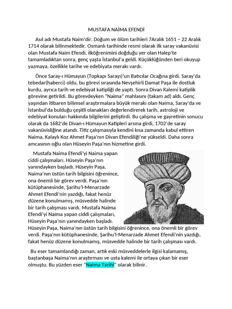 Mustafa Nai̇ma Efendi̇ | PDF