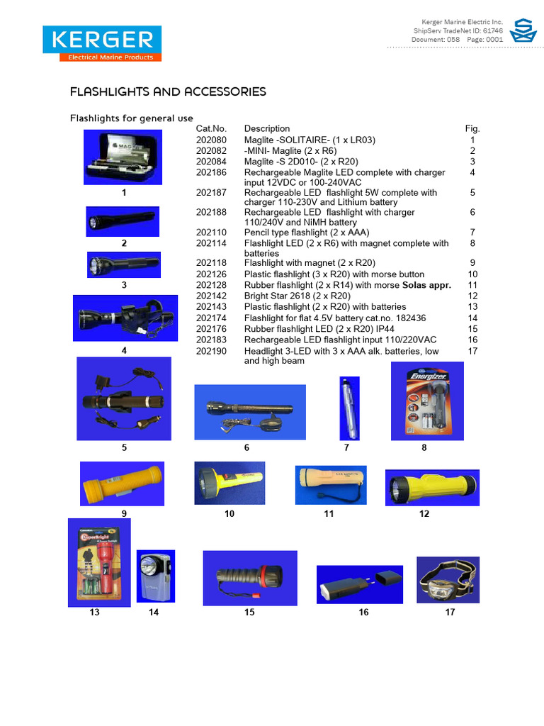 Kerger Marine Flashlights Catalogue | PDF | Flashlight | Rechargeable ...