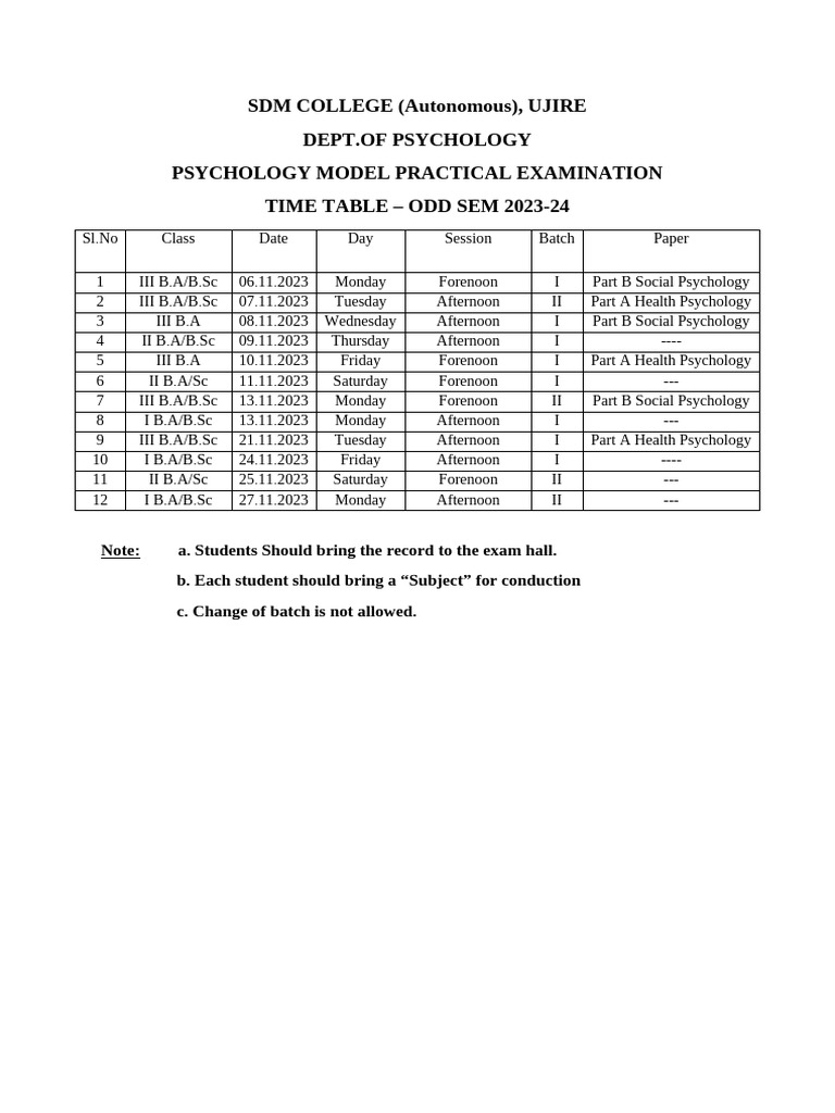 Time Table Model Odd Sem 2023 | PDF