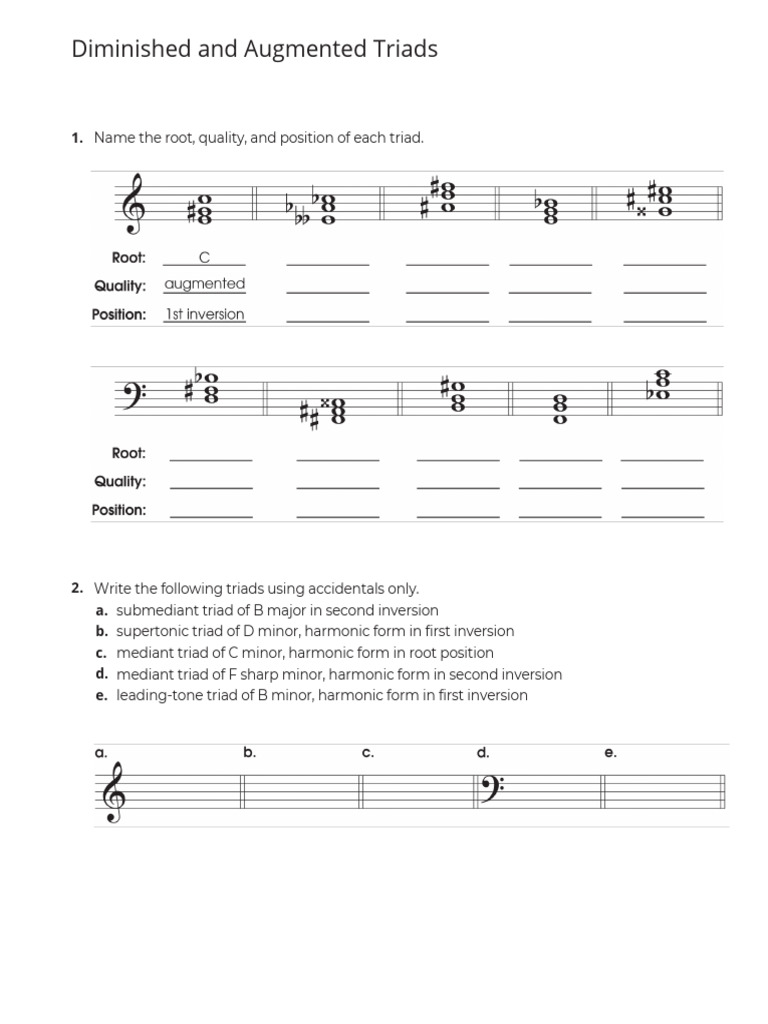 Triad Analysis and Chord Inversions | PDF | Scale (Music) | Chord (Music)