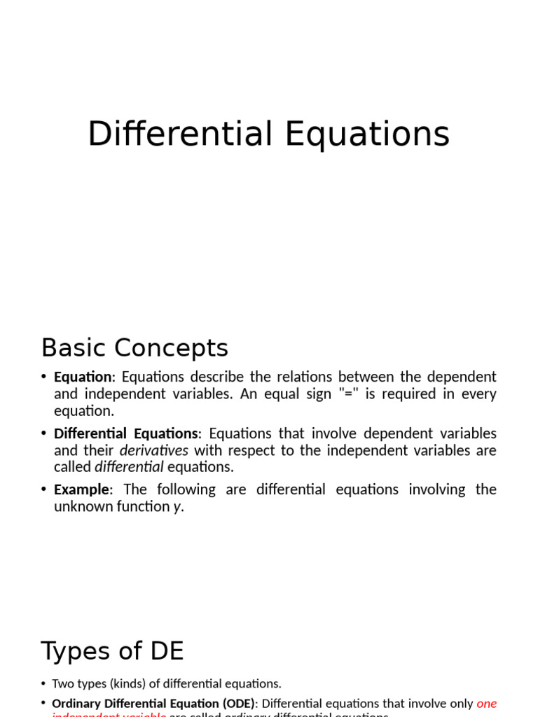 Lec 14 Differential Eqns. | PDF | Equations | Ordinary Differential Equation