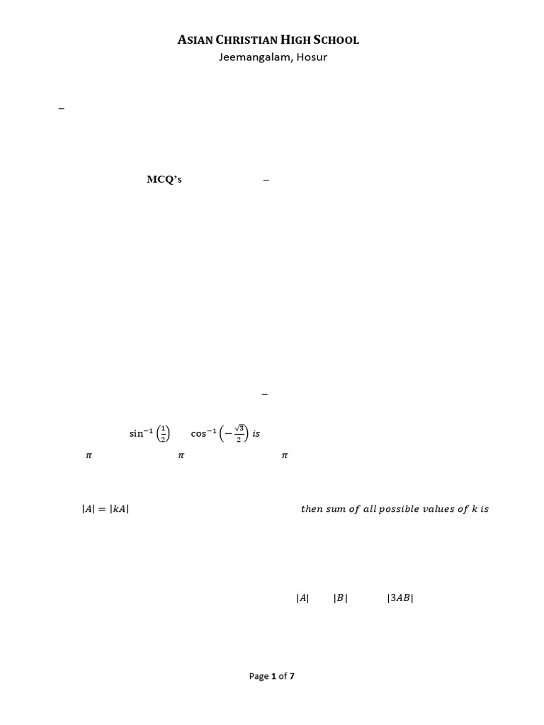 Periodic Test Paper-2 QP | PDF | Function (Mathematics) | Equations