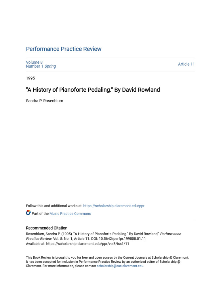 A History of Pianoforte Pedaling. by David Rowland | PDF | Piano ...