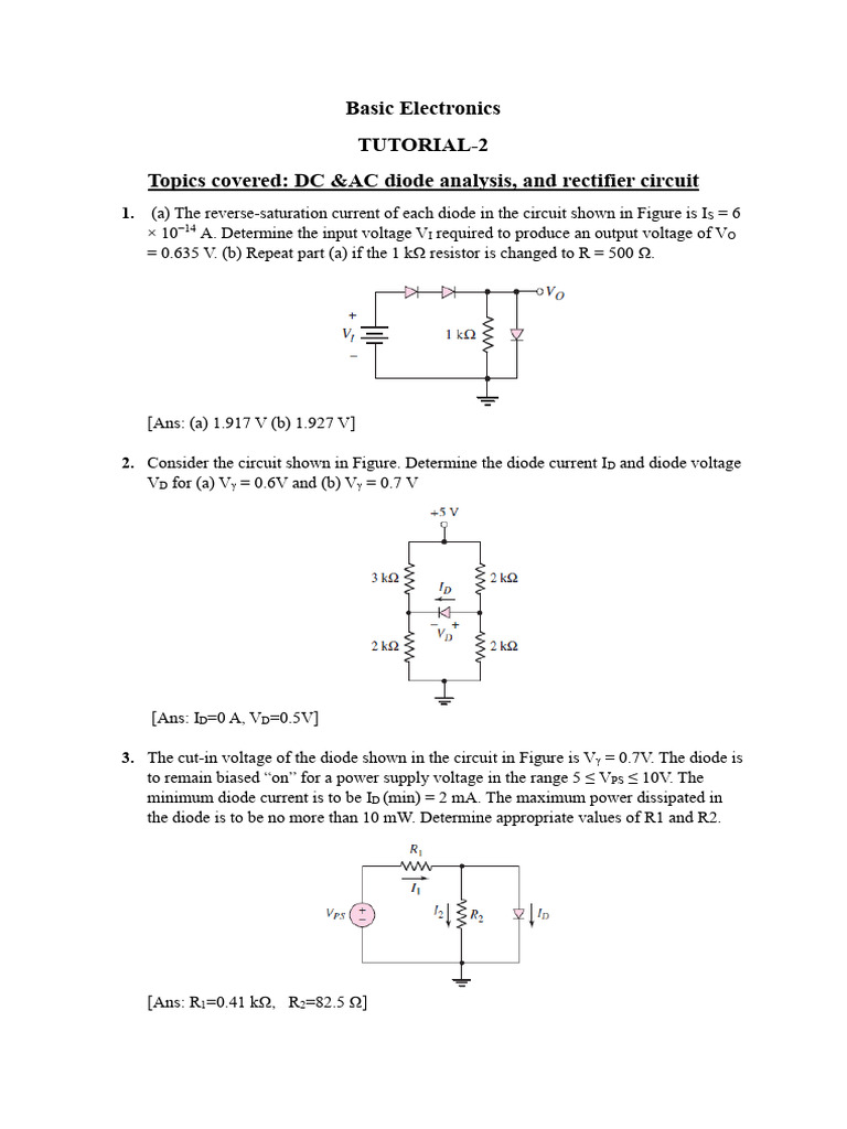 TUT-2 | PDF | Rectifier | Diode