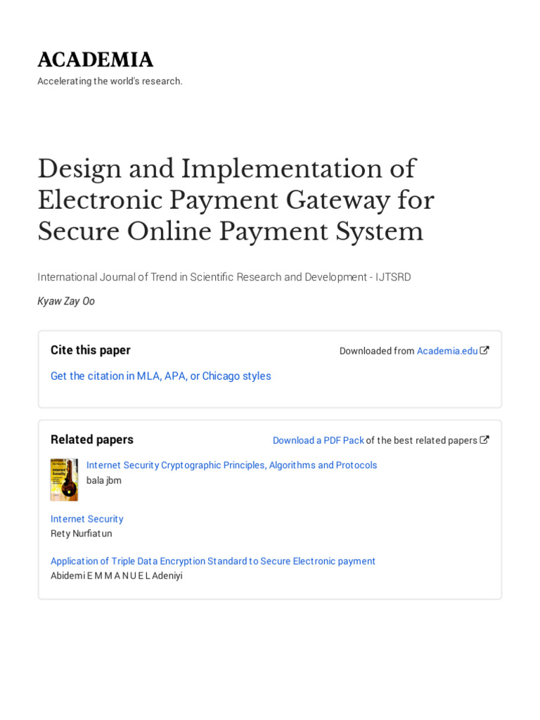 Secure Electronic Payment Gateway Design | PDF | Transport Layer ...