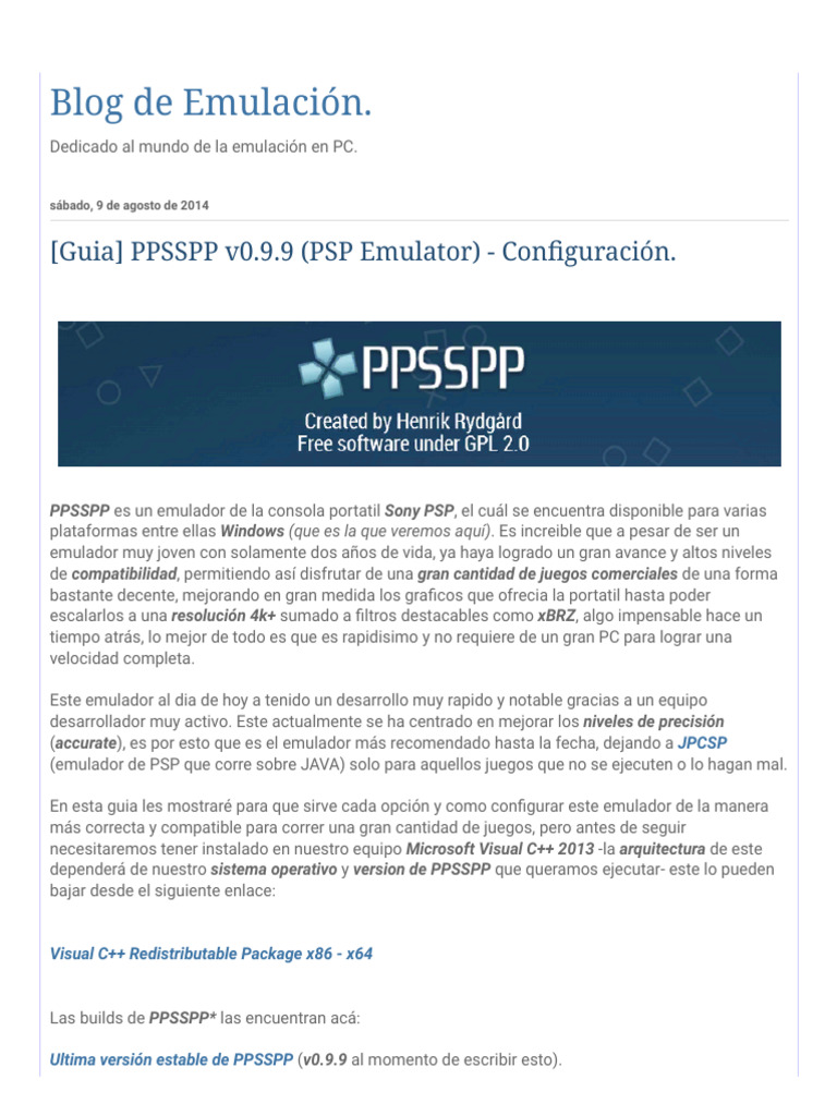 Blog de Emulación. - (Guia) PPSSPP v0.9.9 (PSP Emulator) - Configuración. | PDF | Ventana ...