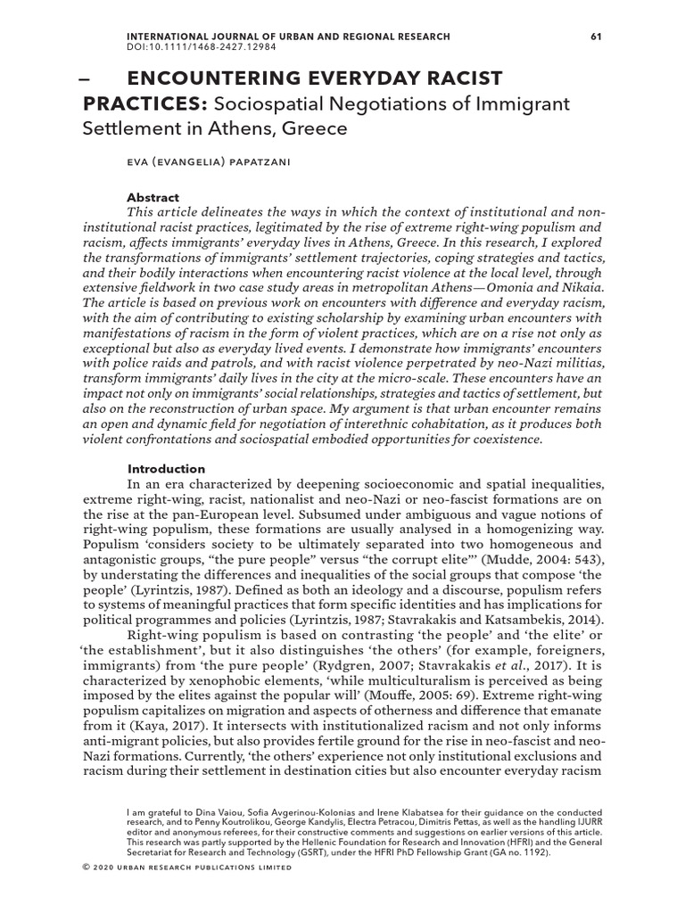 Papatzani_2021_Encountering Everyday Racist Practices | PDF | Discrimination & Race Relations ...