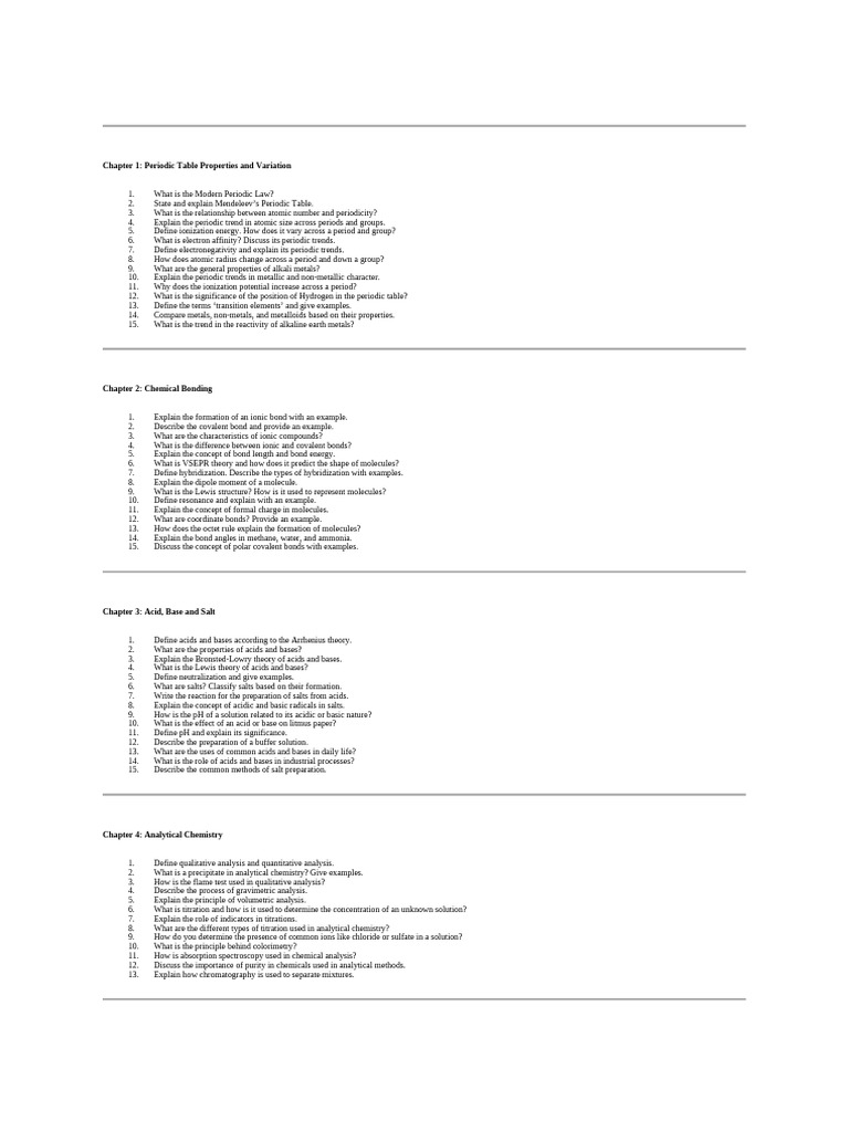 Pyq Chemistry | PDF | Chemical Bond | Periodic Table