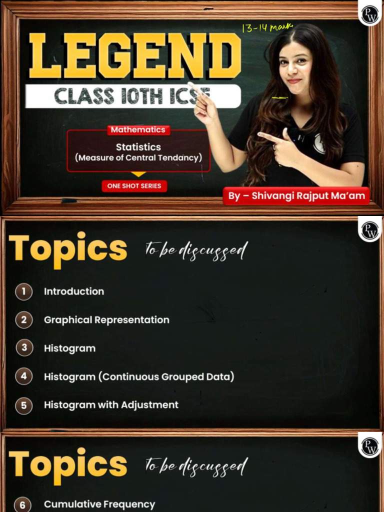 Statistics - Class Notes - Legend 2025 | PDF