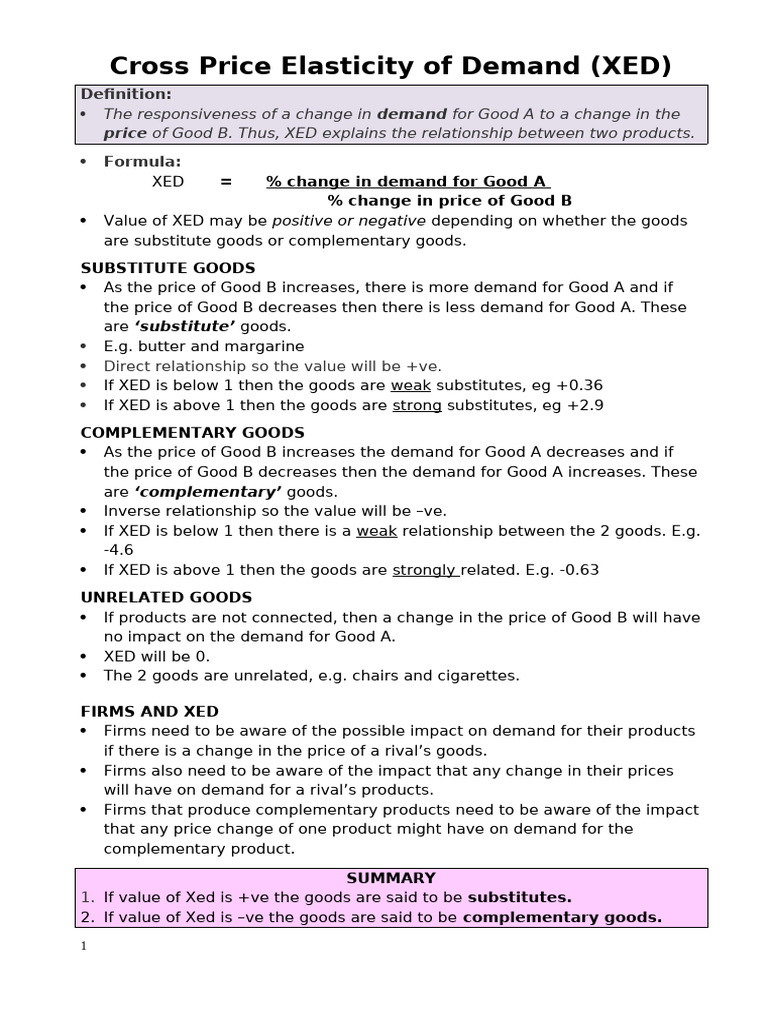 XED - Cross Price Elasticity of Demand 2 | PDF