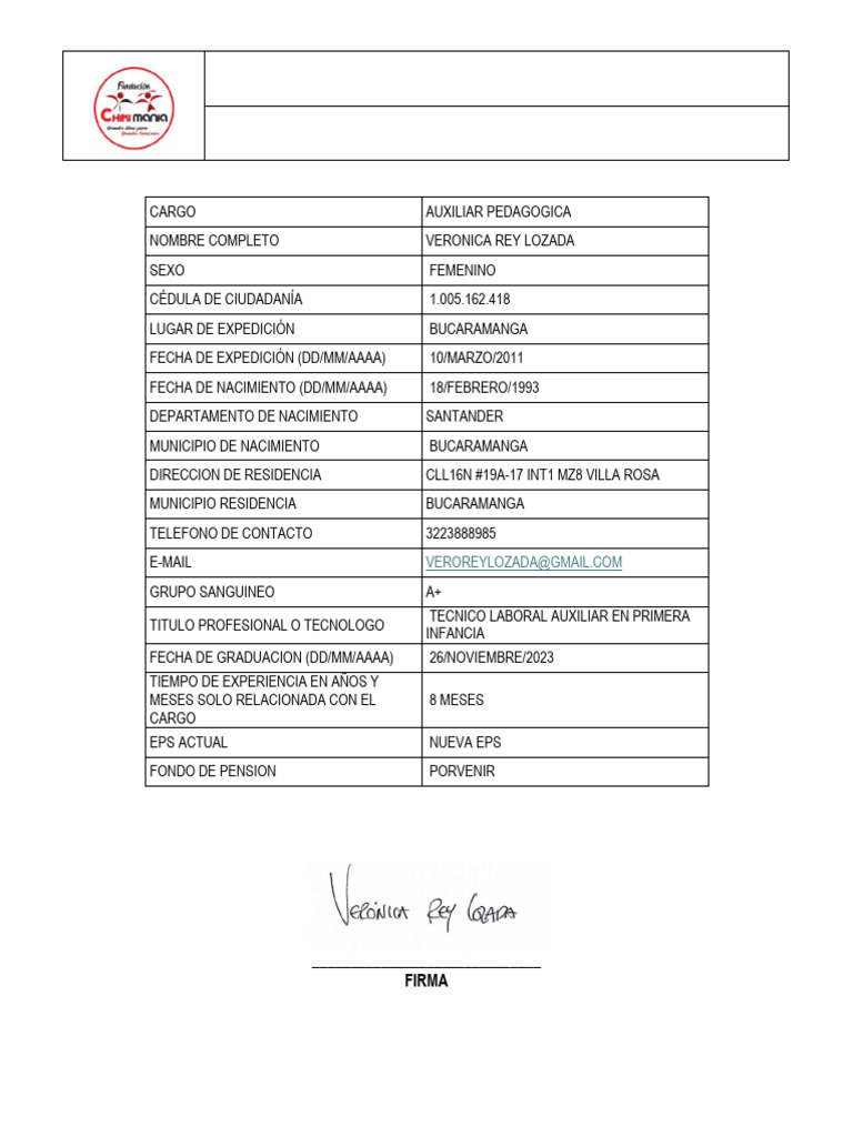 Veronica Rey - Auxiliar Pedagógico | PDF | Pensión | Fiscal