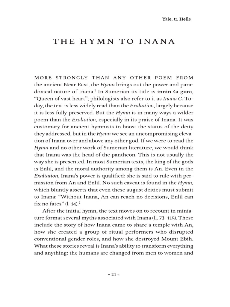 Enheduana (The Hymn To Inana) | PDF