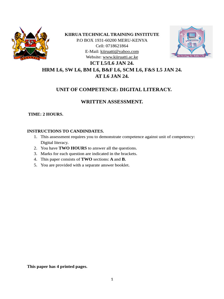 Digital Literacy Exam LEV 5&6 | PDF | Internet | Cybercrime