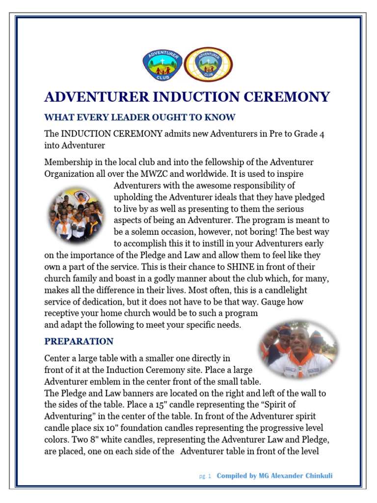 Adventurer Induction Ceremony Guide | PDF | Jesus