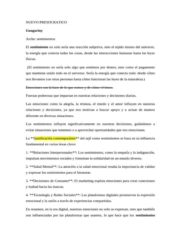 Nuevo Presocratico | PDF | Las emociones | Sicología