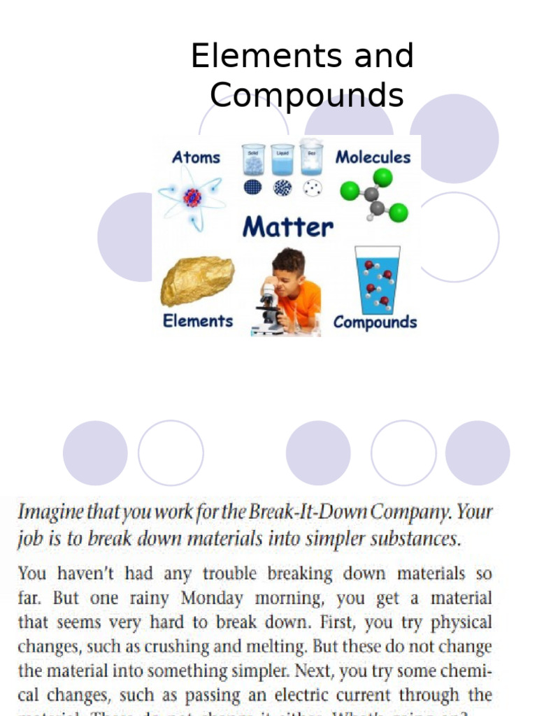 Elements and Compounds PowerPoint | PDF | Chemical Compounds | Molecules
