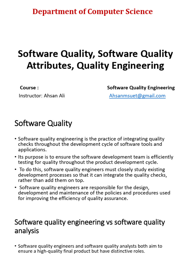 Software Quality Engineering Overview | PDF | Software Quality ...