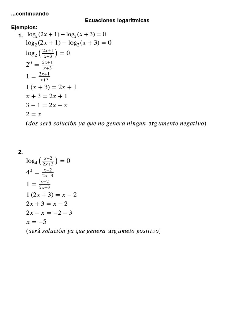 Ecuaciones Logarítmicas 2 e Inicio de Funciones | PDF
