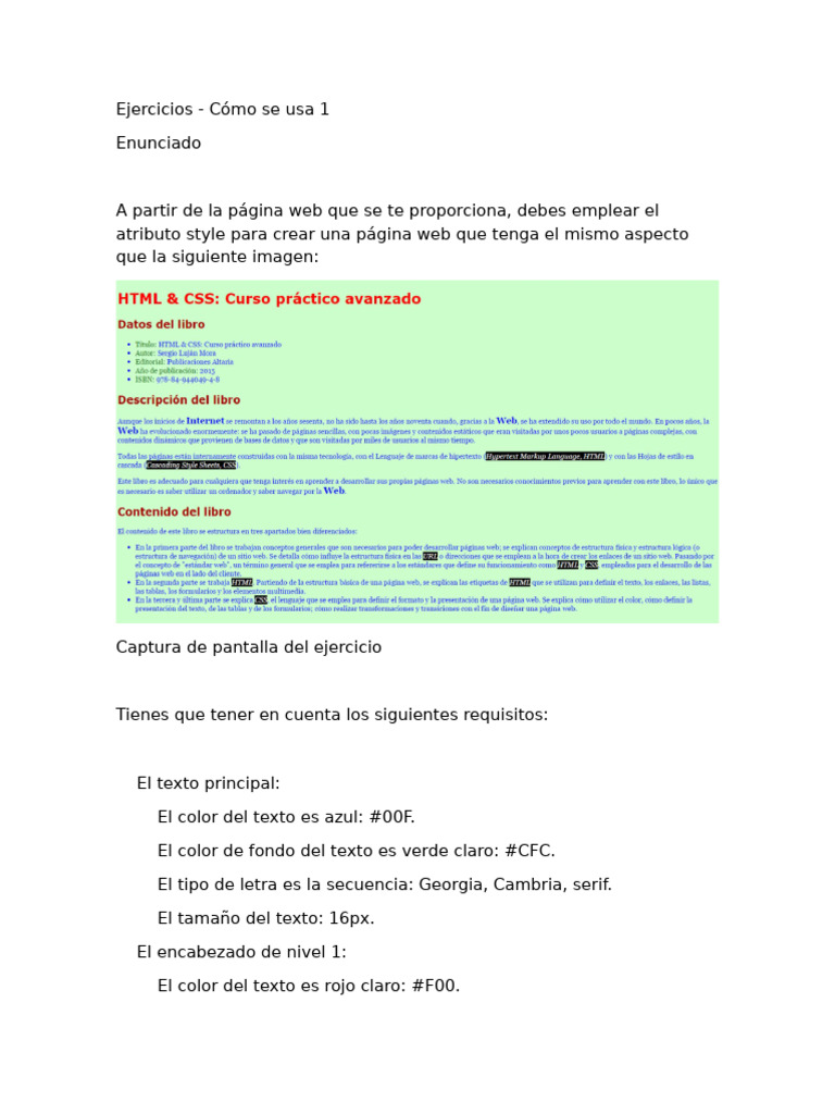Ejercicios Como Crear Una Pag Con Css | PDF | HTML | Red mundial