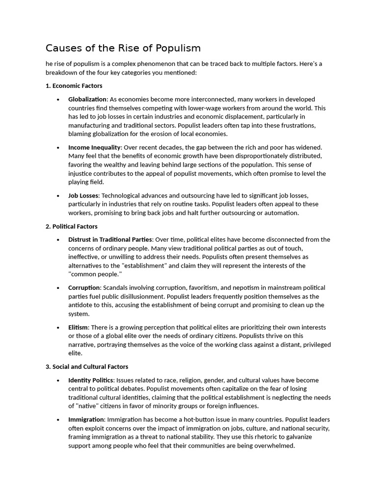 Causes of The Rise of Populism | PDF | Populism | Democracy