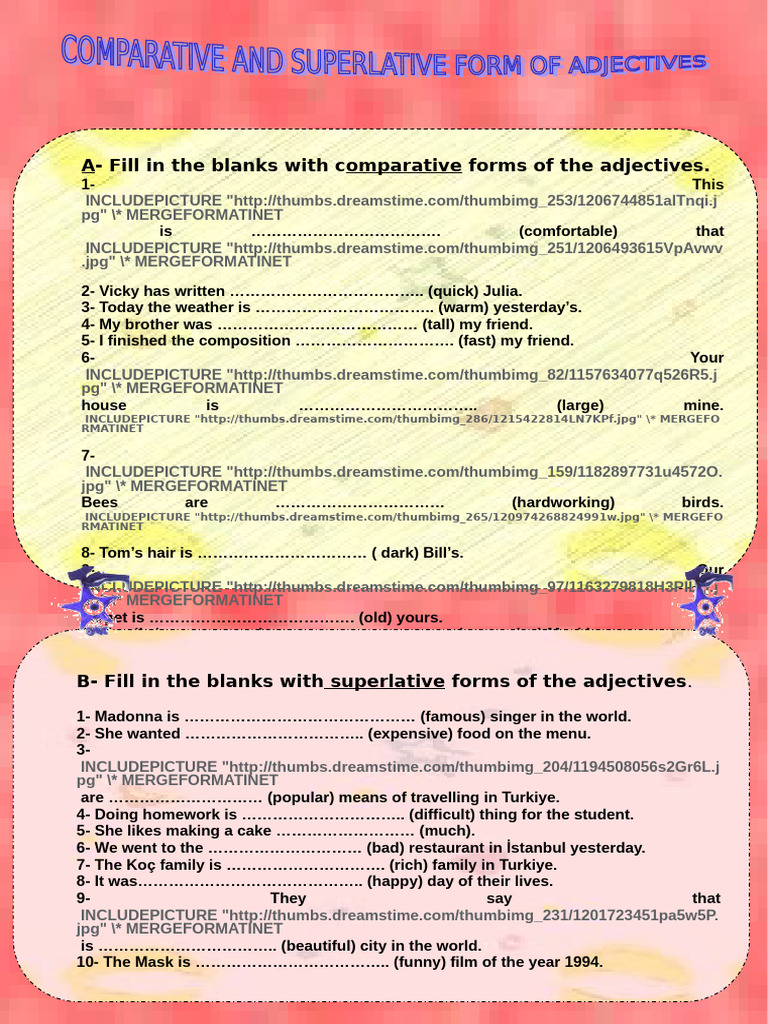 Comperative Superlative Form of Adjectives 33220 | PDF