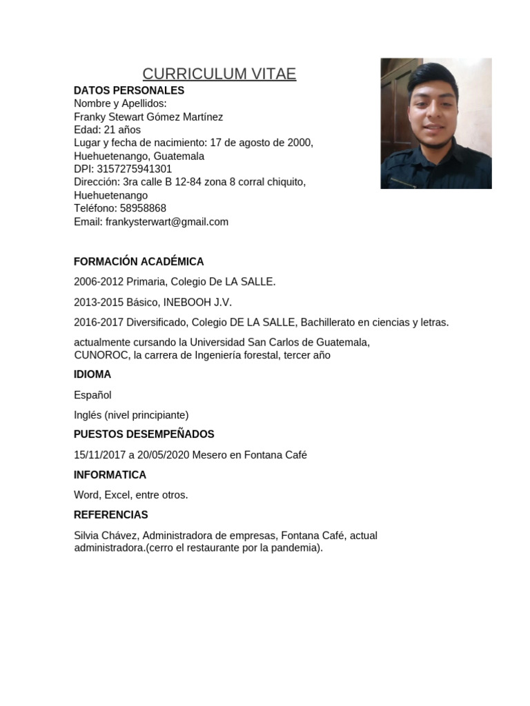 Curriculum Vitae: Datos Personales | PDF