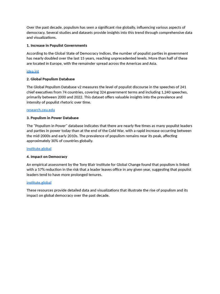 Rise of Global Populism and Democracy | PDF