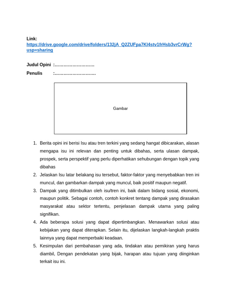 Template Dan Contoh Opini | PDF