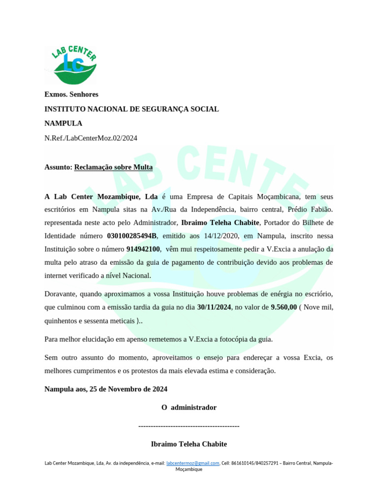 CARTA DE INSS MULTA | PDF