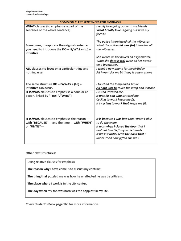cleft sentences_handout | PDF
