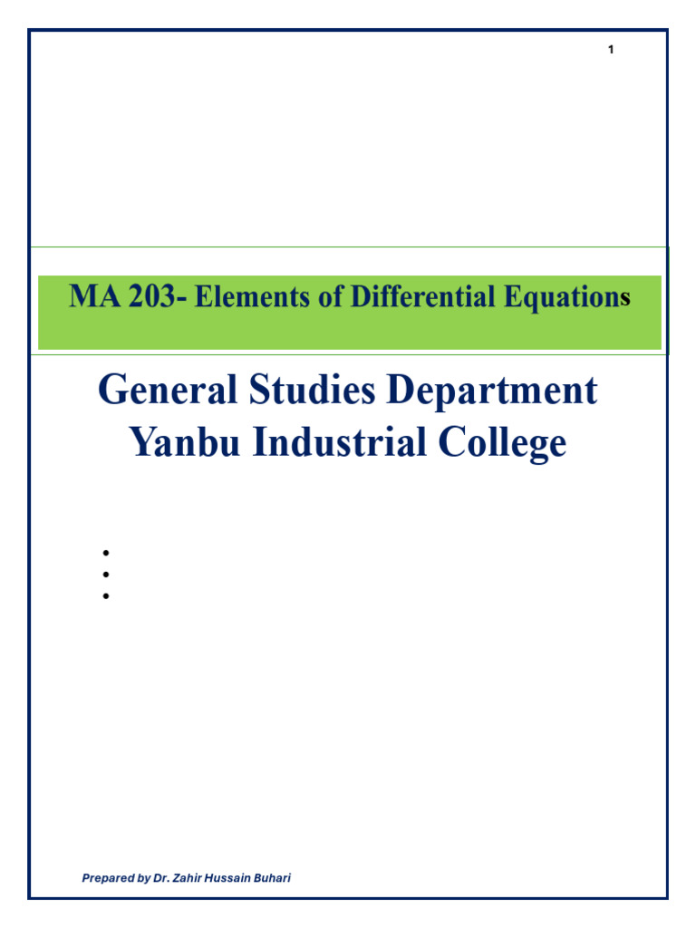 MA 203- Module 1- Updated - Jan 21 | PDF | Differential Equations ...