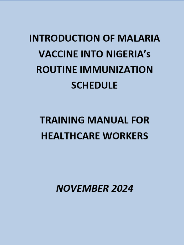 Malaria Vaccine Introduction Manual Nigeria 30-23-241204 064755 | PDF ...