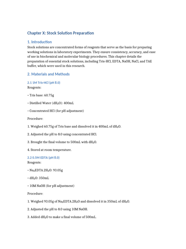 Stock Solution Preparation Guide | PDF | Ph | Chemical Substances