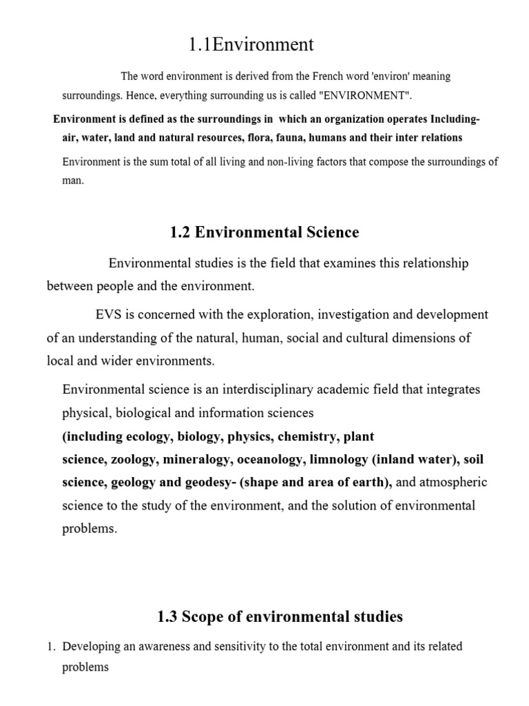 Chapter 1 ENVIRONMENTAL STUDIES-1 | PDF | Ecosystem | Soil