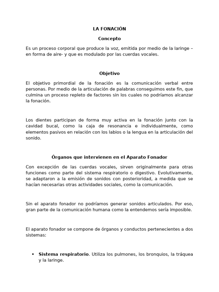 Fonación: Proceso y Tipos de Voz | PDF | Boca