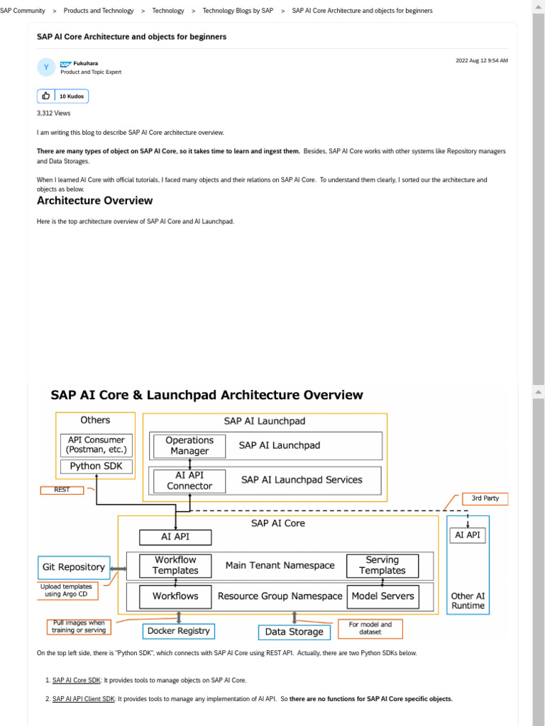 Sap Ai Core Architecture And Objects For Beginners Sap Community Pdf Software Development 