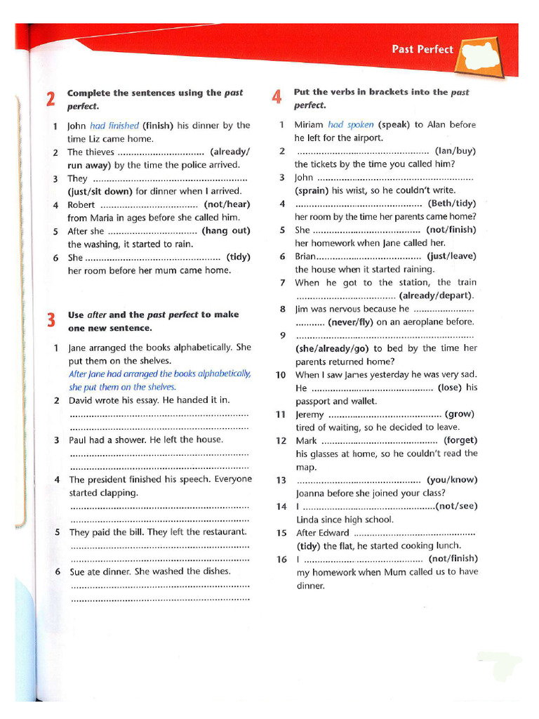 PAST PERFECT SIMPLE Exs | PDF