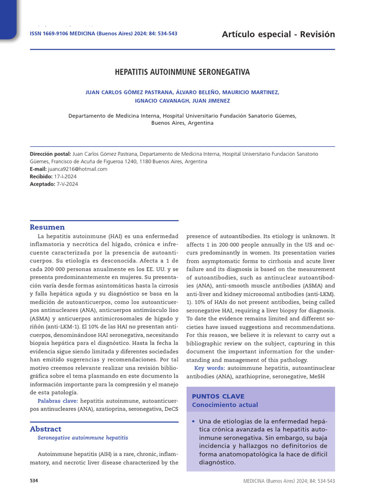 Hepatitis Autoinmune Seronegativa | PDF | Hepatitis | Especialidades ...